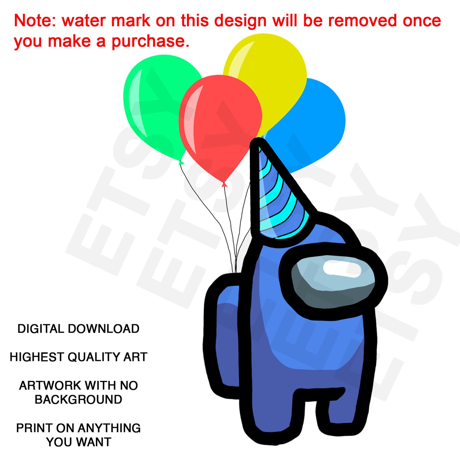 Among Us Happy Birthday Clip Art, Print on Gifts Like Sticker, Mug ...