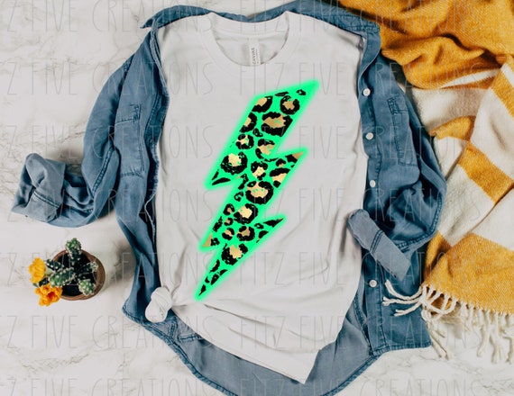 Green Lightning Bolt Neon Lightning Bolt Leopard Lightning - Etsy