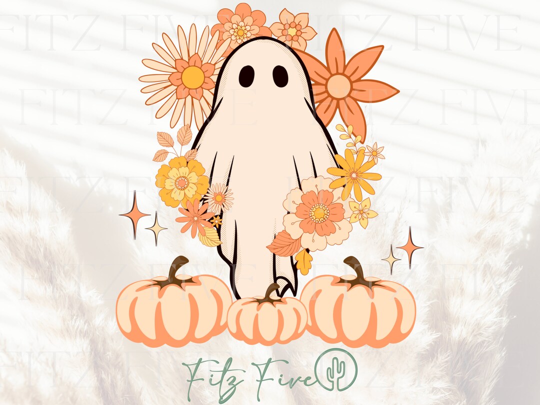 Cute Flower Ghost PNG, Fall PNG, Digital Design Download, Halloween ...