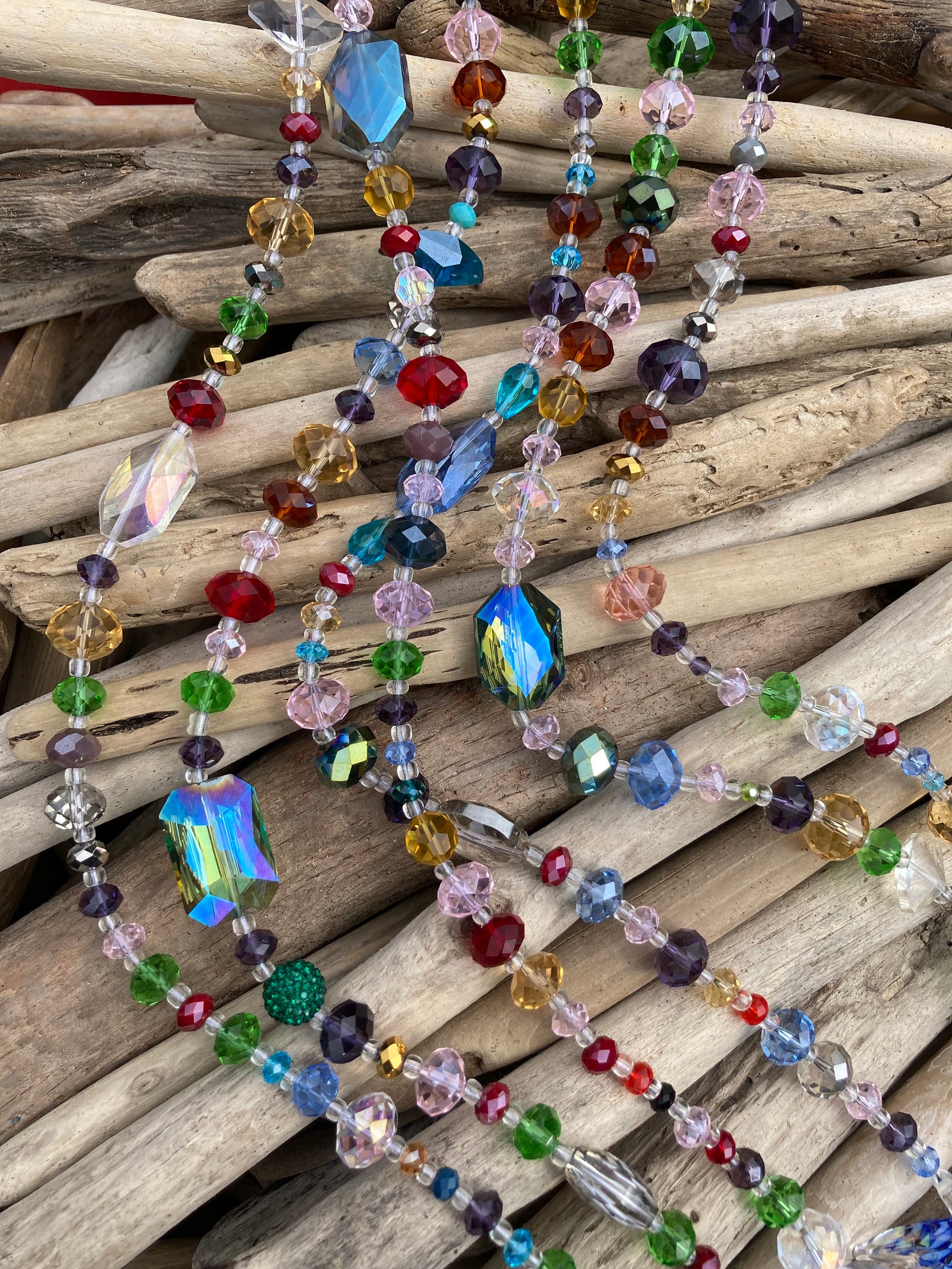 19.5" Long Window Beads, Crystals Glass Metal, Quality Beads, Handmade ...