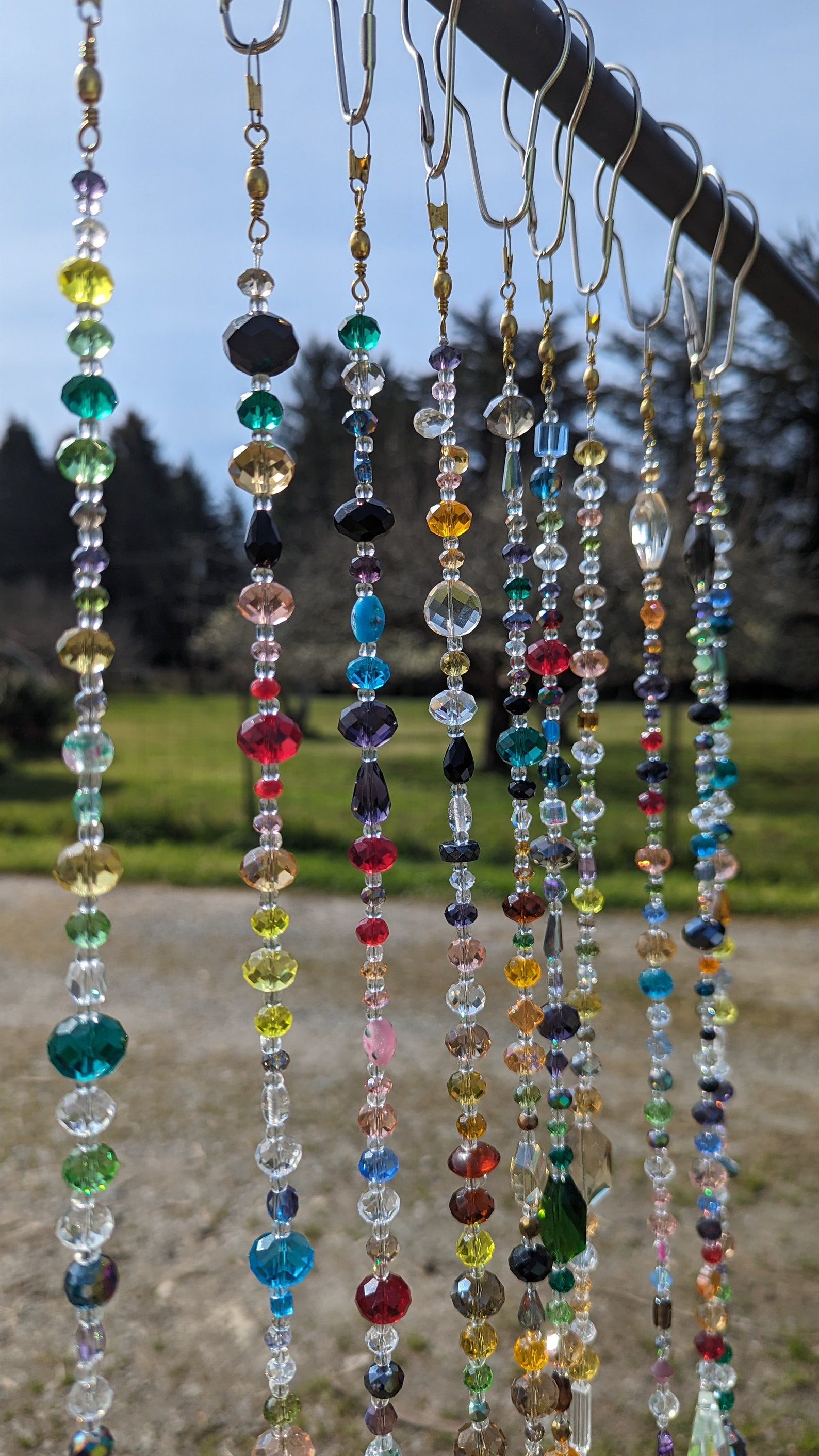 19.5" Long Window Beads, Crystals Glass Metal, Quality Beads, Handmade ...