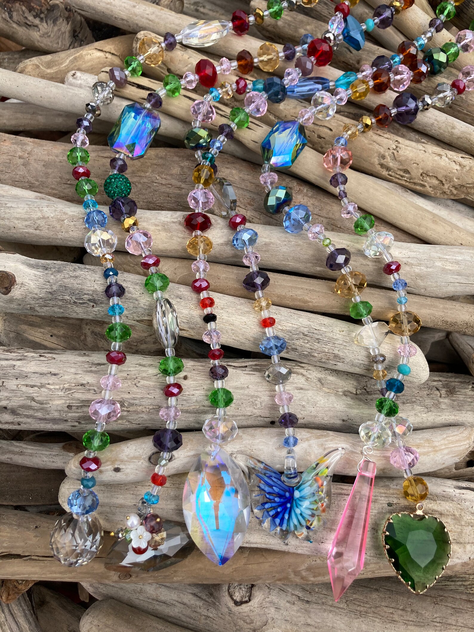 19.5" Long Window Beads, Crystals Glass Metal, Quality Beads, Handmade ...