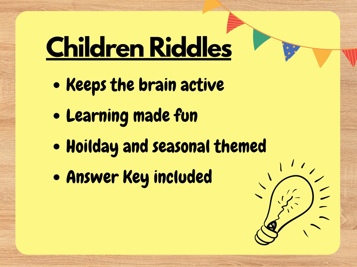 100 Riddles, Children Riddle Worksheets, Educational Printables, Kid ...