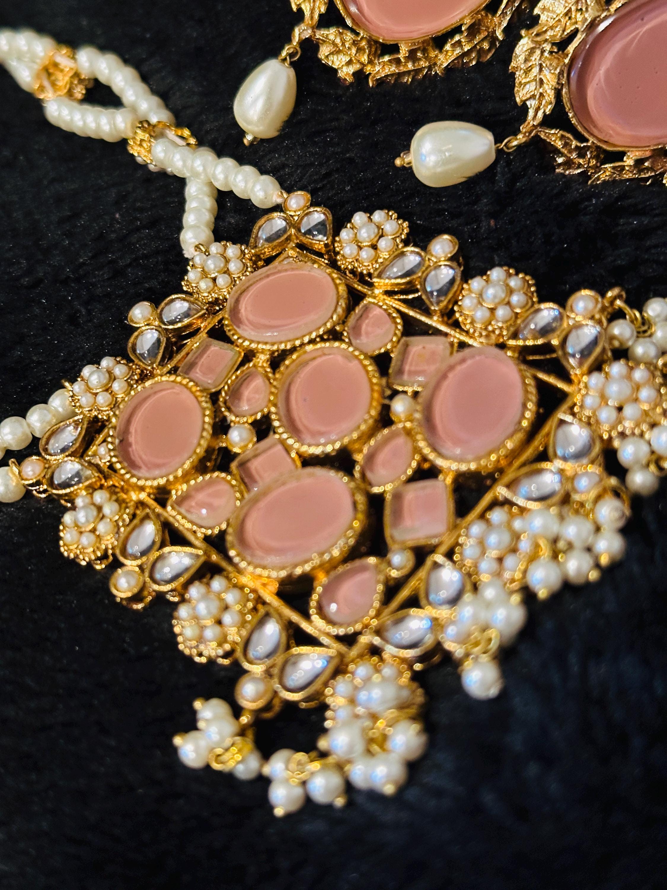 Blush Pink Maala Set/necklace With Earrings Inclusive - Etsy
