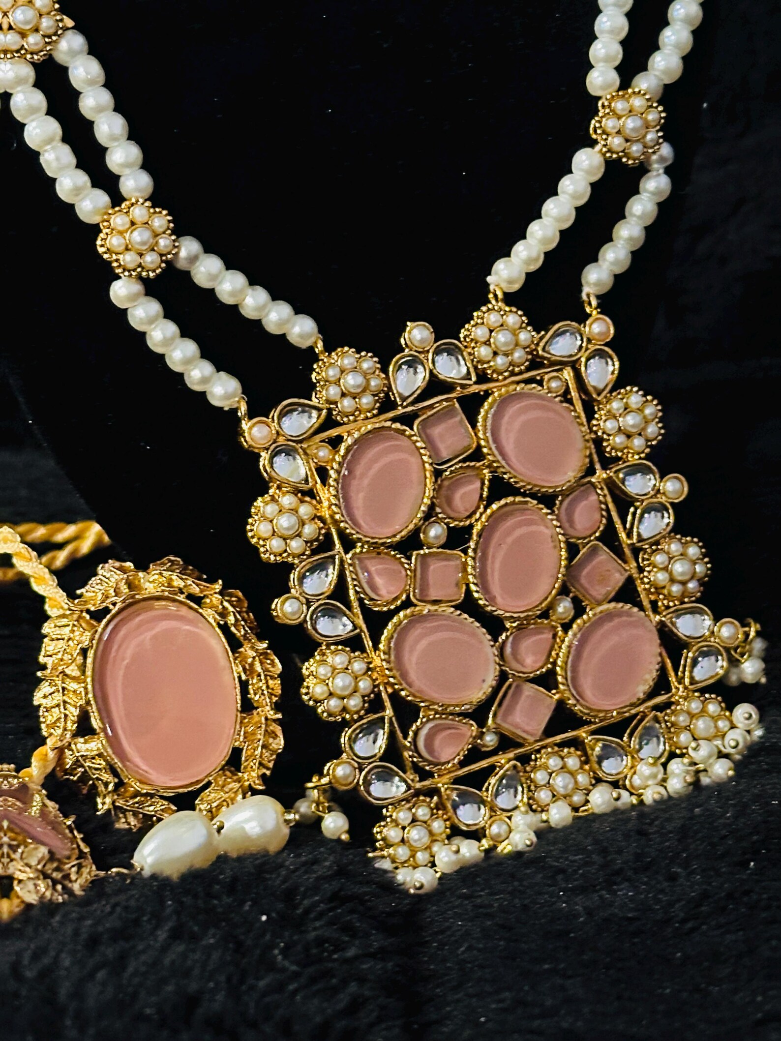 Blush Pink Maala Set/necklace With Earrings Inclusive - Etsy