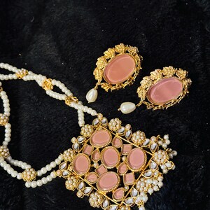 Blush Pink Maala Set/necklace With Earrings Inclusive - Etsy