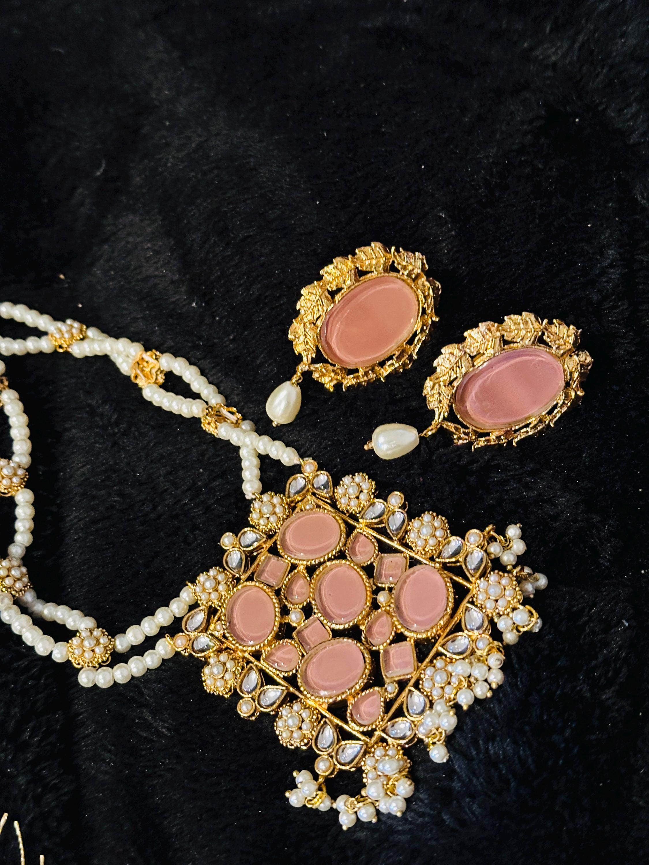 Blush Pink Maala Set/necklace With Earrings Inclusive - Etsy