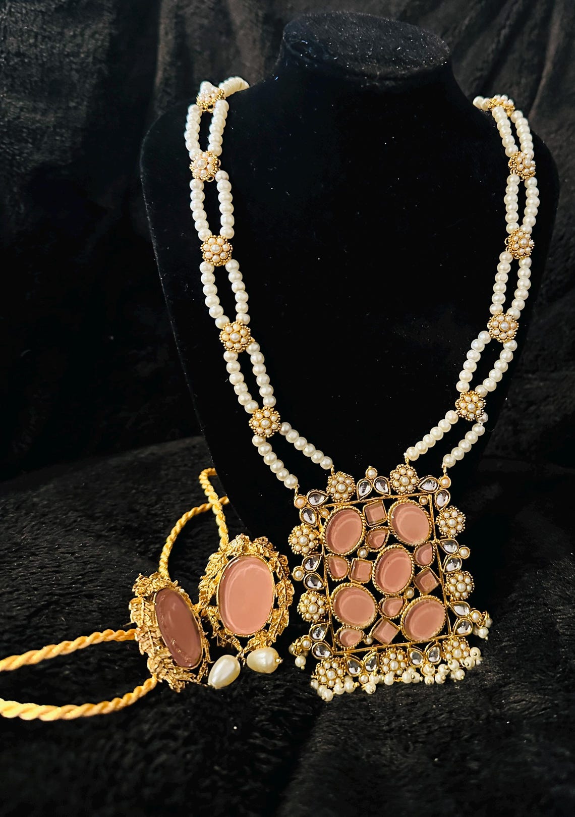 Blush Pink Maala Set/necklace With Earrings Inclusive - Etsy