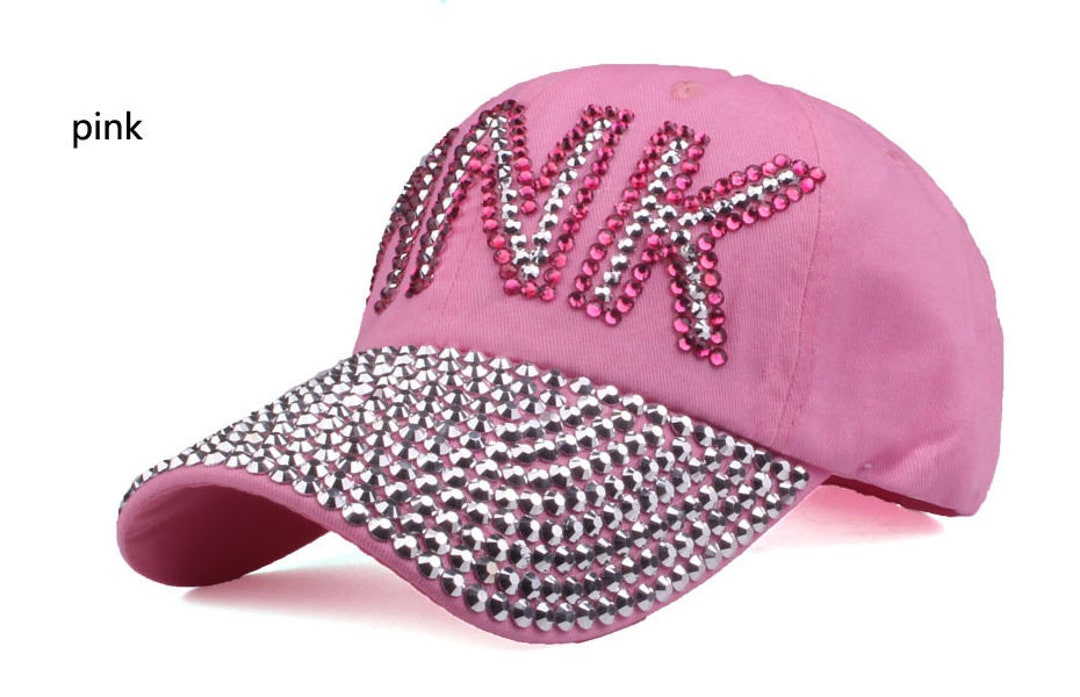 Pink Denim Rhinestone Baseball Cap Pink - Etsy