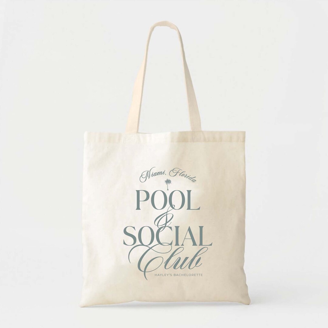Pool and Social Club Palm Tree - Bachelorette Totes - Pool Party ...