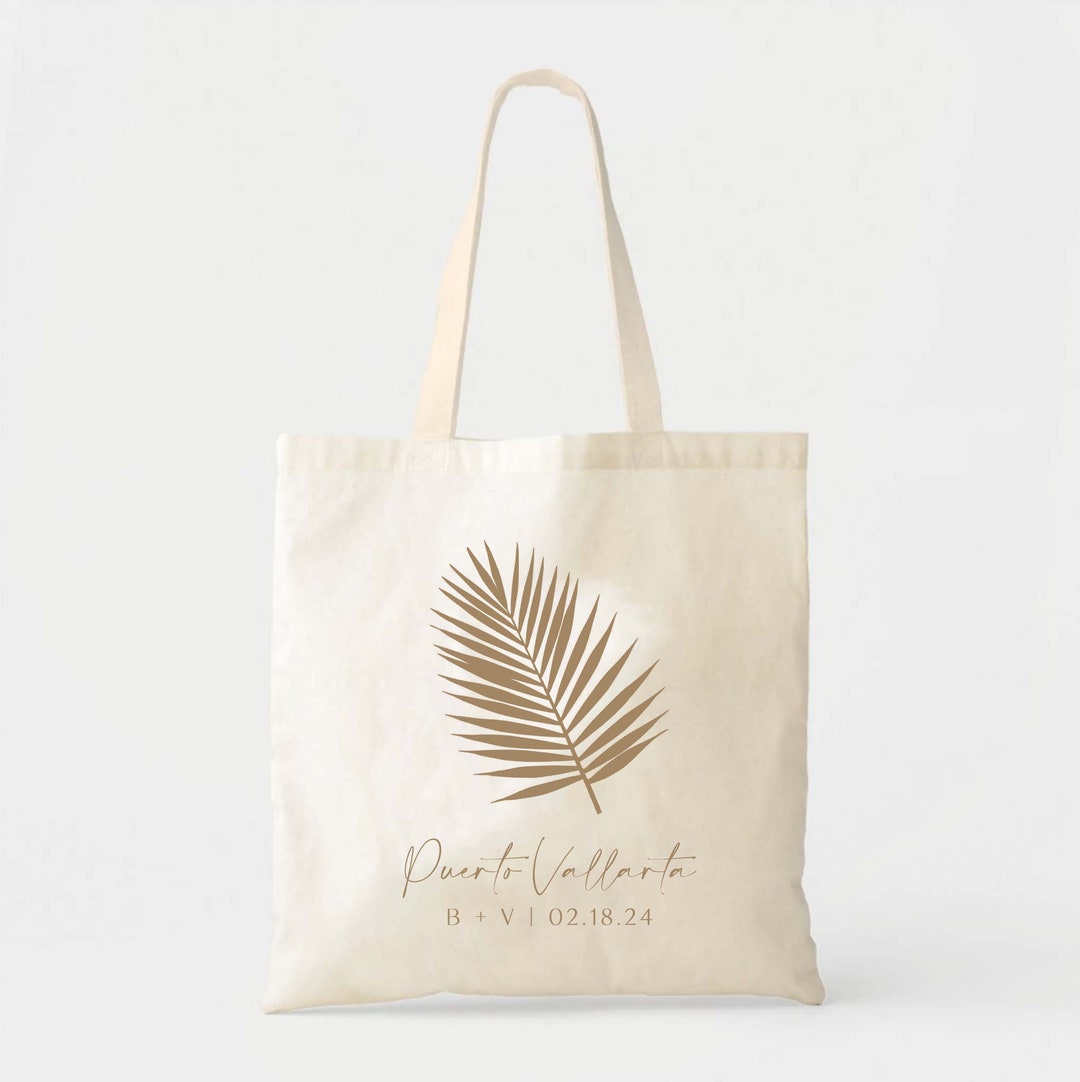 Modern Palm Leaf Welcome Tote - Wedding Welcome Bag - Custom Wedding ...