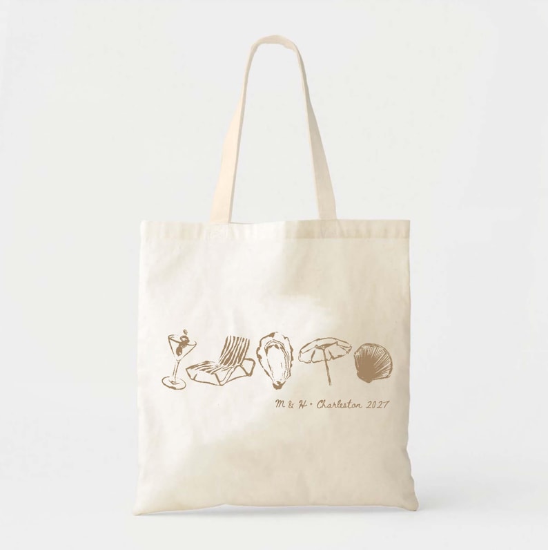 Custom Coastal Wedding Tote Bag – Personalized Beach Bridal Welcome ...