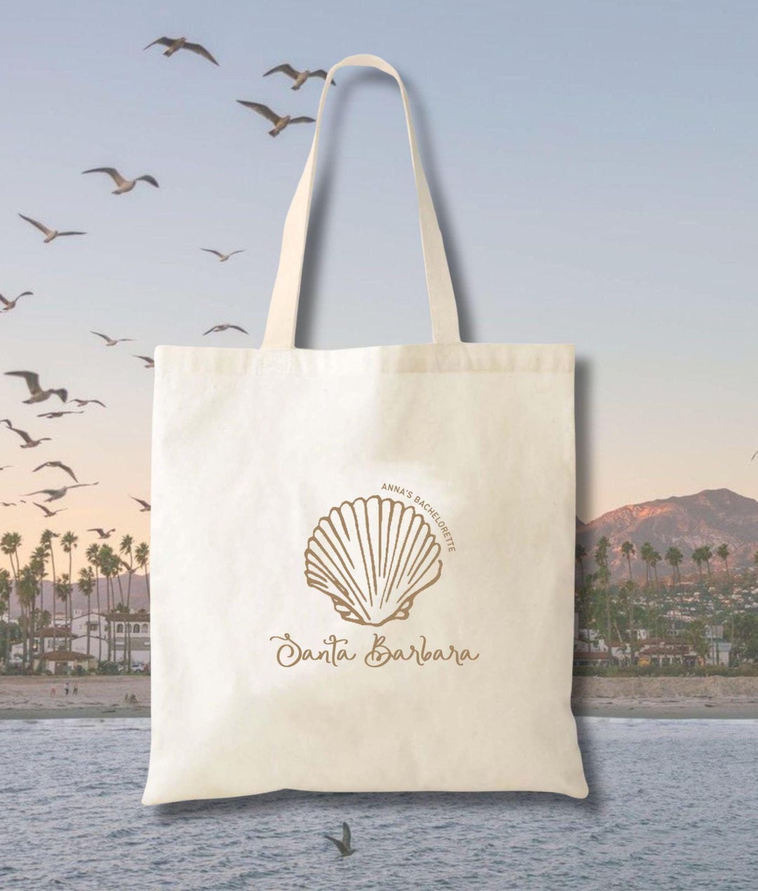 Hand Drawn Shell Tote - Bachelorette Welcome Tote Bag - Beach ...