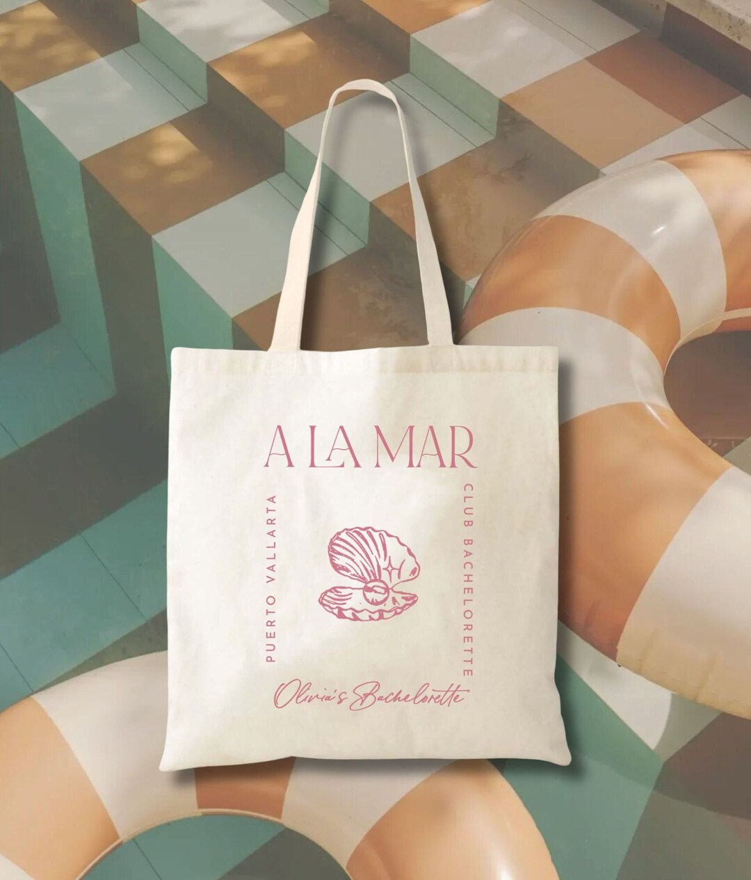Hand Drawn Shell Tote - Bachelorette Welcome Tote Bag - Beach ...