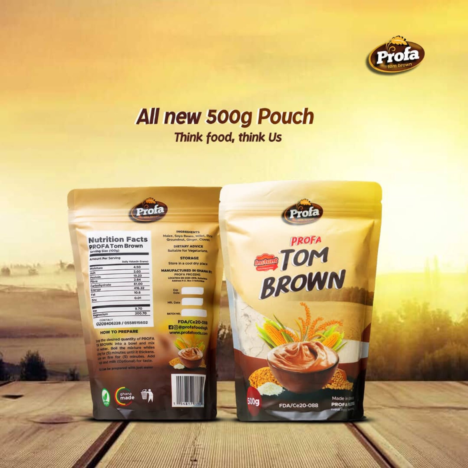 PROFA TOM BROWN Wholesome Instant Cereal Porridege Roasted Corn Flour ...