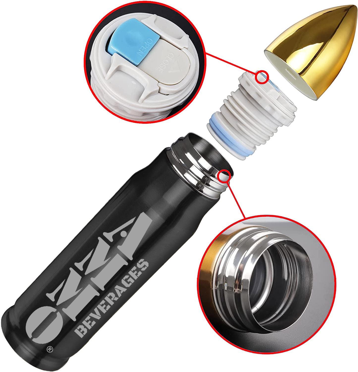 AMMO® Bullet Water Bottle 304 Stainless Steel Bullet Tumbler Shape ...