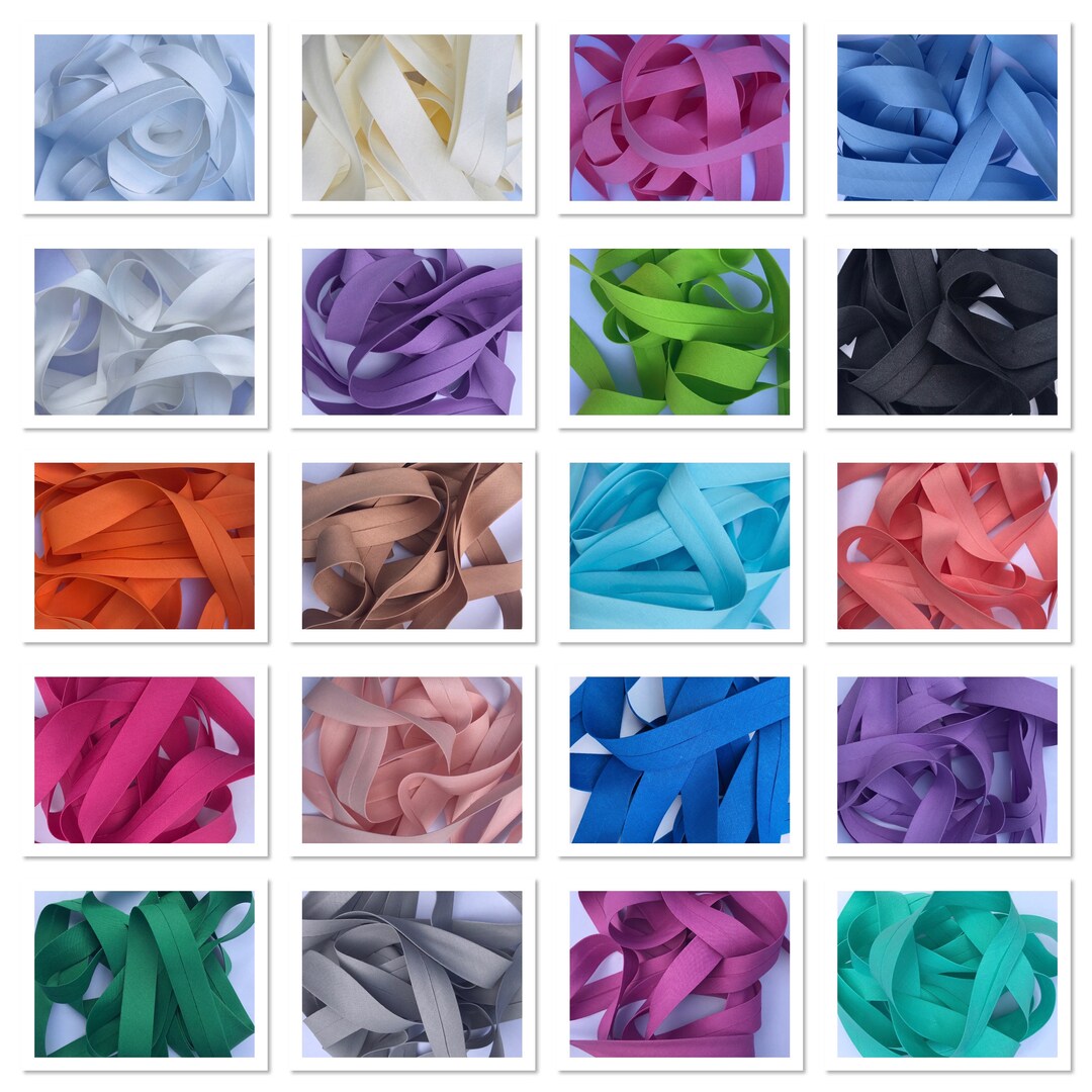 80 Colours 20 MM /2 CM Bias Binding %100 Percent Cotton Fold Over Tape ...