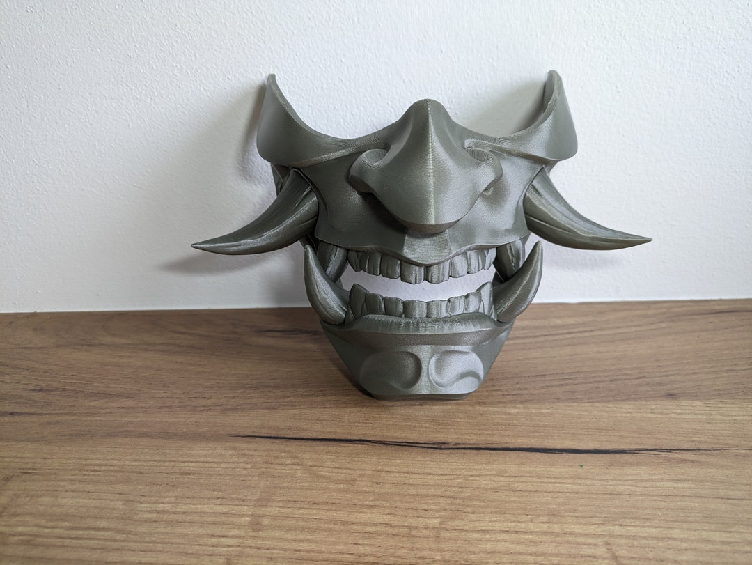 Half Face Samurai Mask Ronin Oni Mempo Japanese Demon Cosplay Half Mask ...