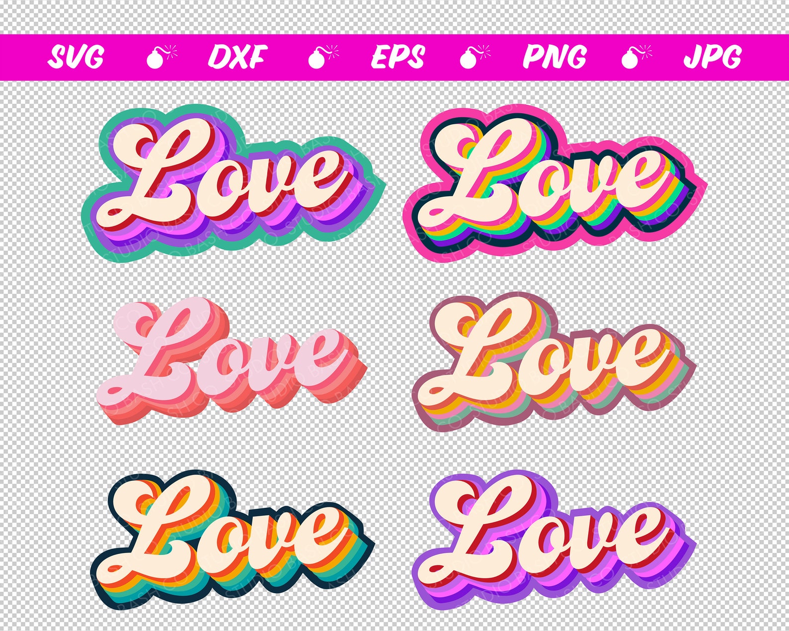 Love Retro 3d Font in a Fun Vintage Text Style Great for - Etsy