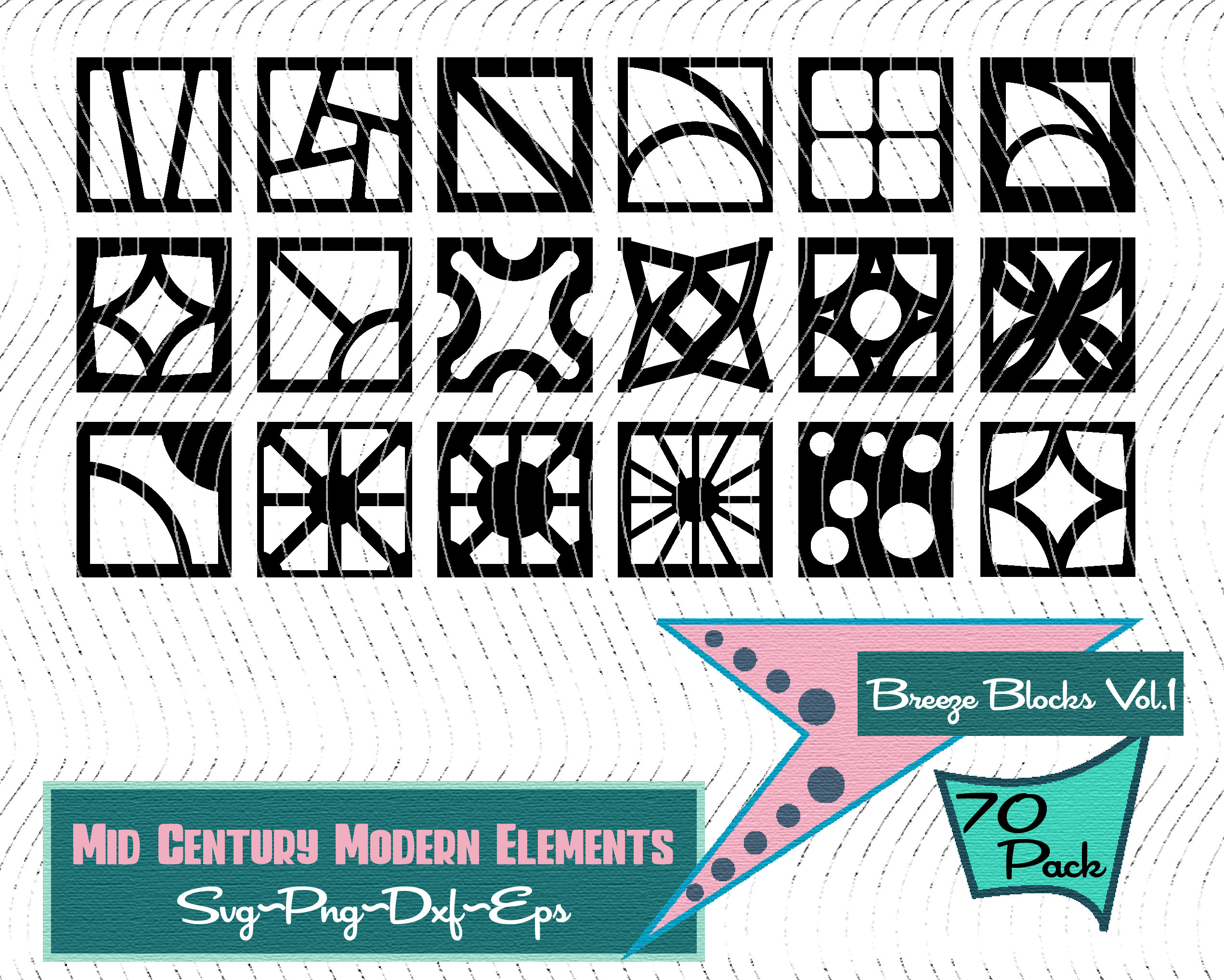 Breeze Block Vol. 1 mid-century Modern 70 Design Retro Clipart Breeze ...