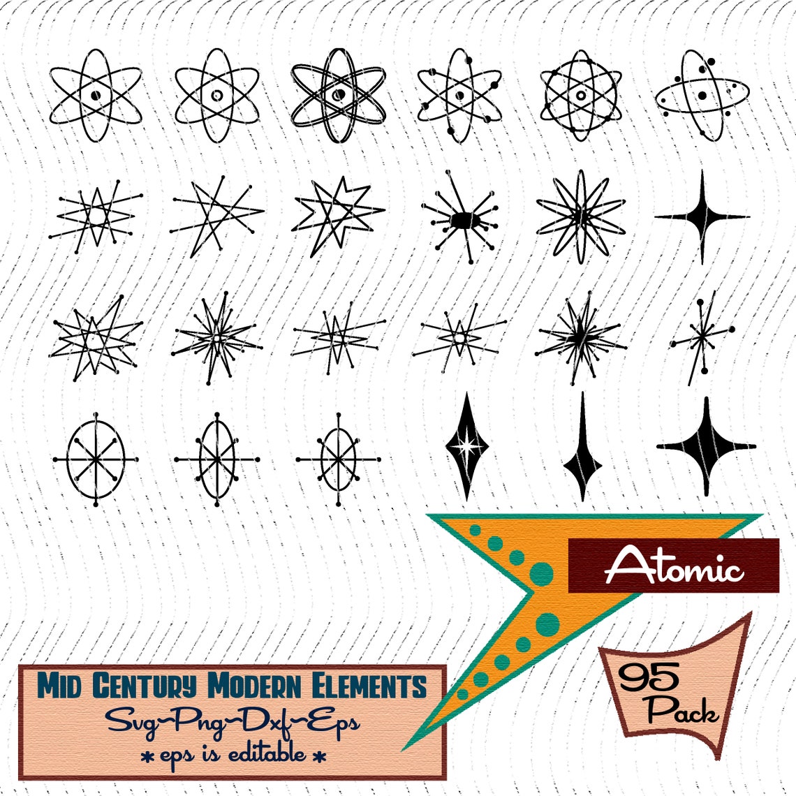 Atomic Designs Mid-century Modern 95 Design Elements Retro - Etsy