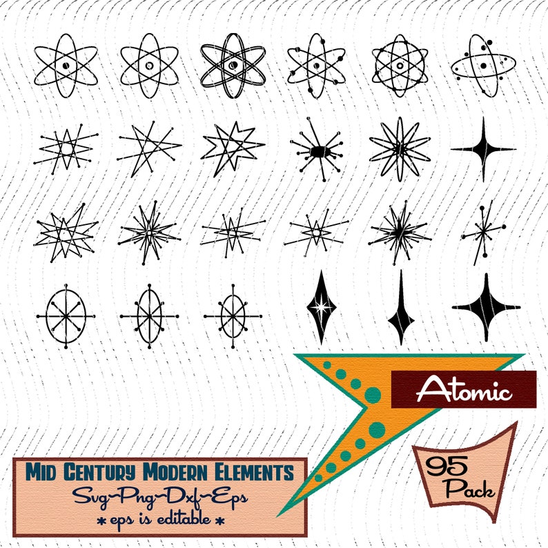 Atomic Designs Mid-century Modern 95 Design Elements Retro - Etsy