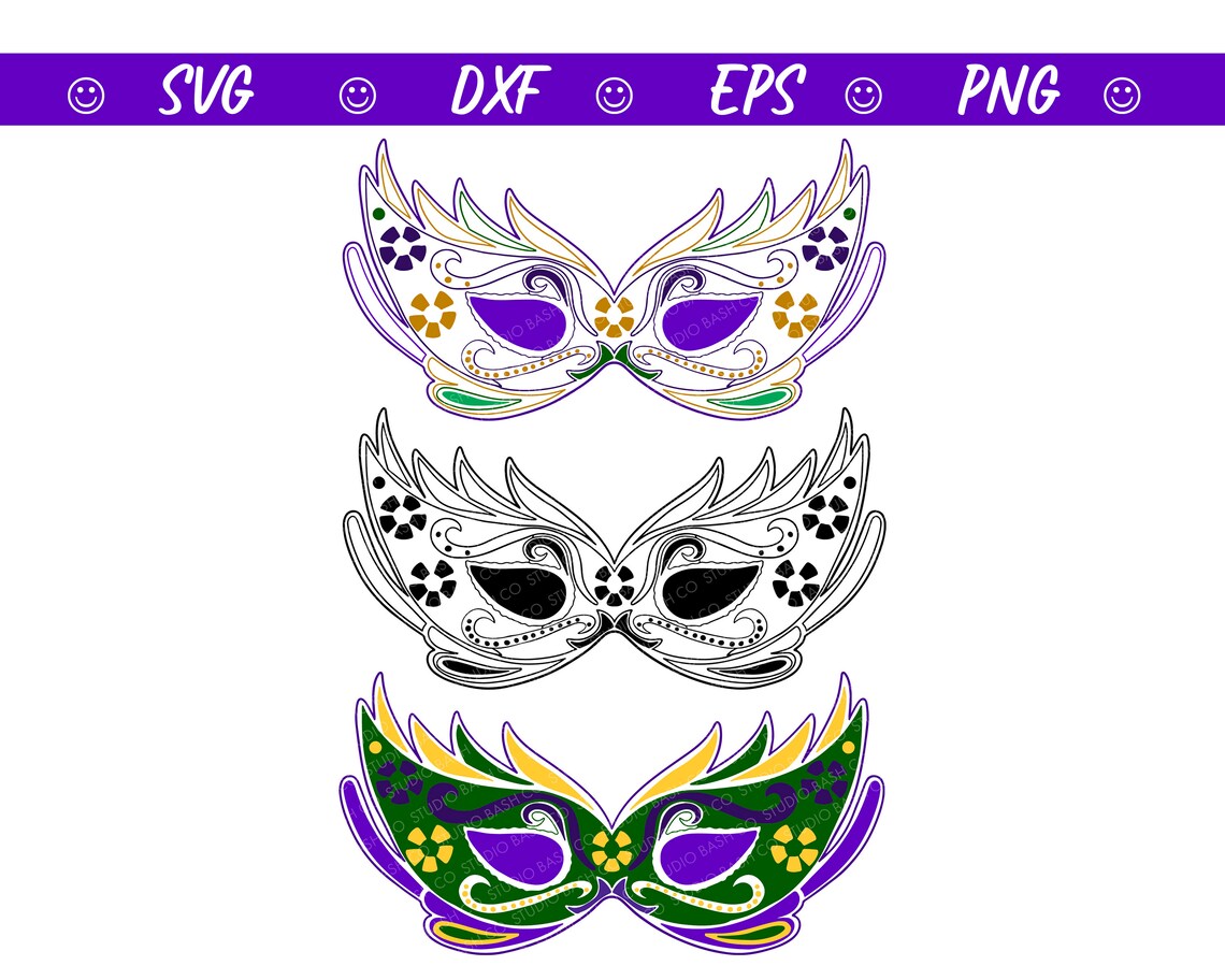 Mardi Gras Svg, Mardi Gras Mask Svg | 3 Color Variations Bundle ...