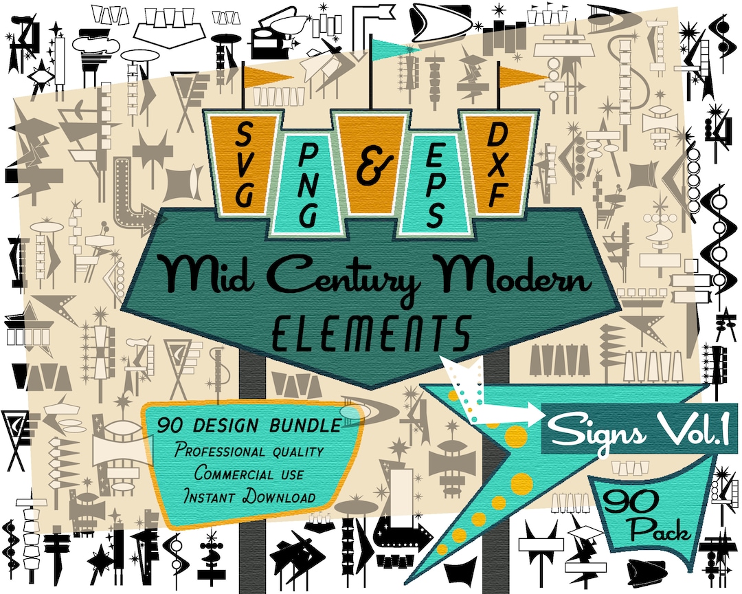 Signs Vol1 Mid-century Modern 90 Design Elements Retro - Etsy