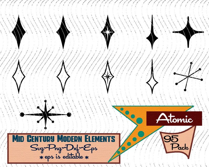 Atomic Designs Mid-century Modern 95 Design Elements Retro - Etsy