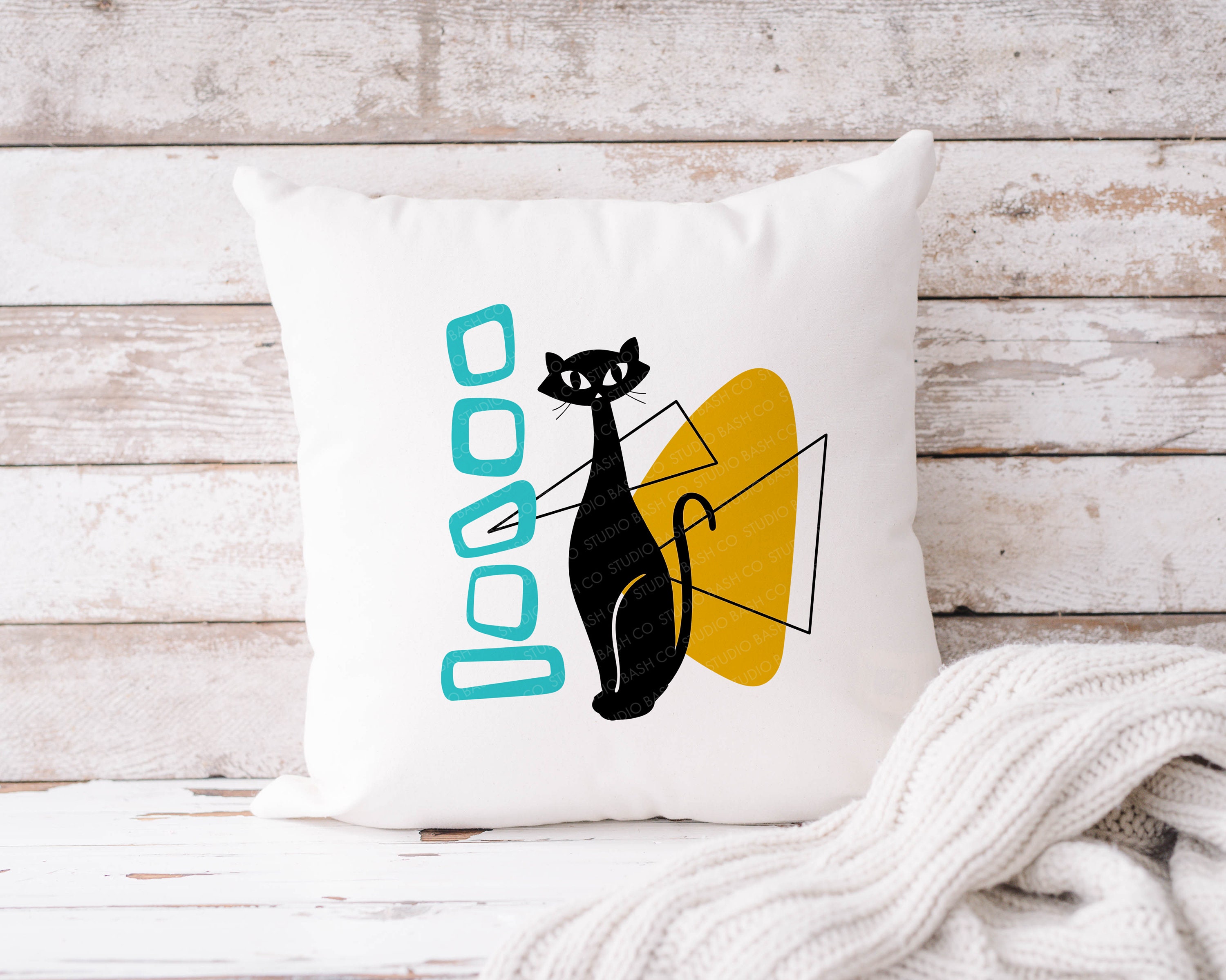Mid Century Modern Cat SVG Design With Geometric Shapes - Cute Atomic ...