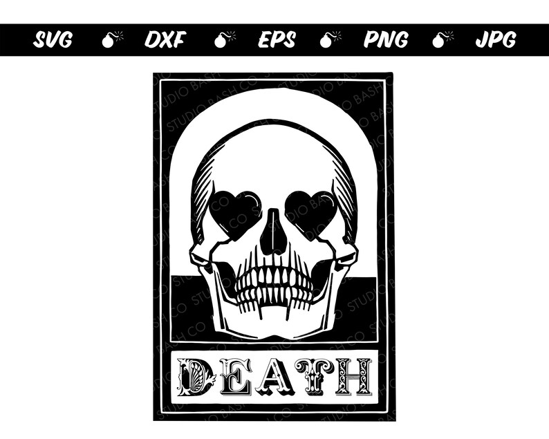 Death Skull Svg Halloween SVG Death Card Svg Heart Eyes - Etsy