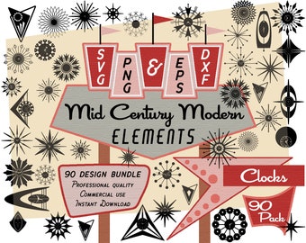 Mid Century Modern SVG Bundle Clip Art Retro MCM Starburst PNG - Etsy