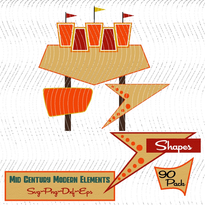 Signs and Shapes | Mid-century Modern 90 Design Elements | Retro Clip ...