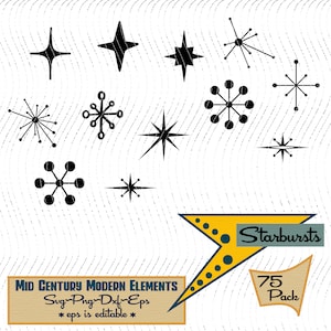 Atomic Starburst | Mid-century Modern 75 Design Elements | Retro Clip ...