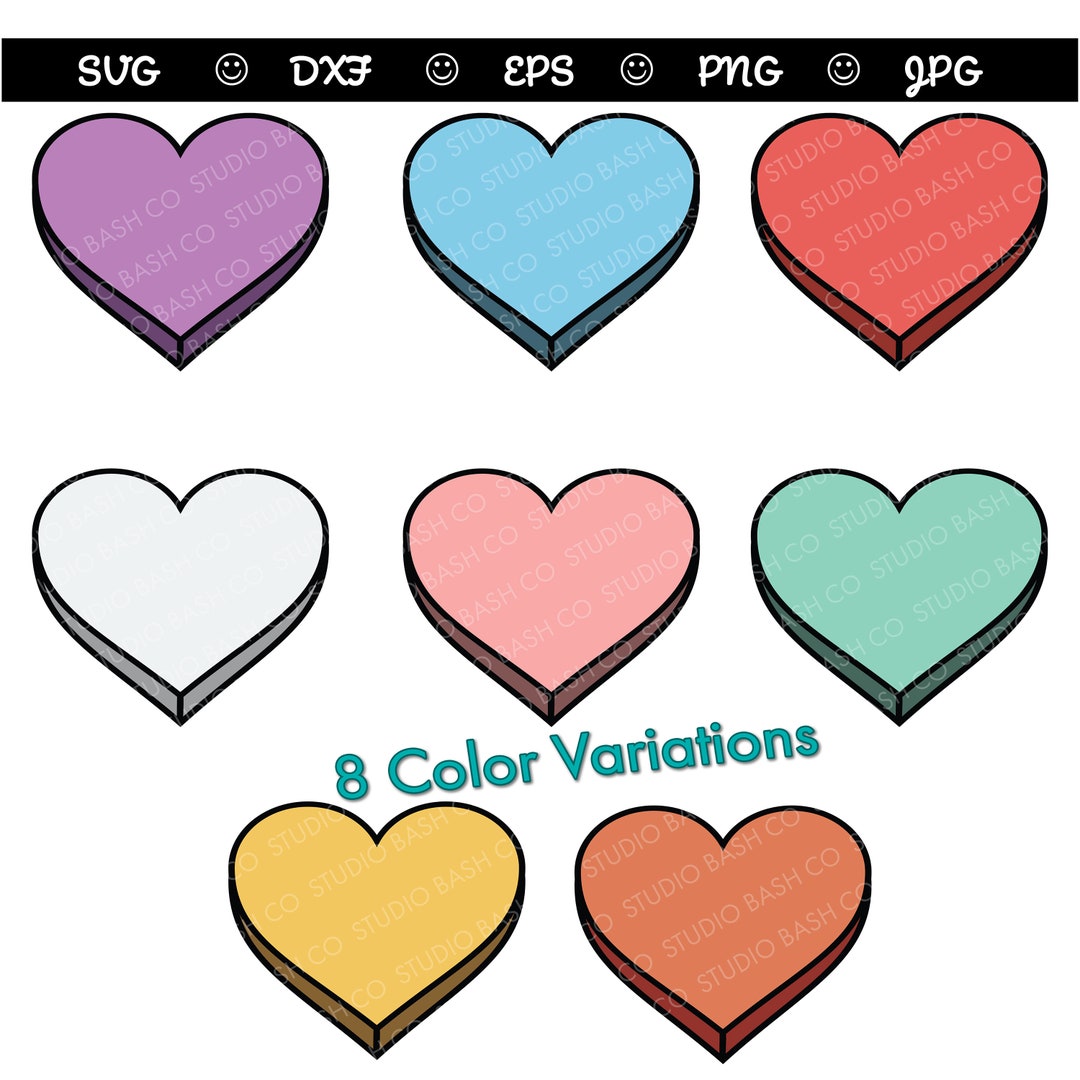 Candy Conversation Hearts Bundle SVG, Blank Hearts Svg, Valentines Day ...