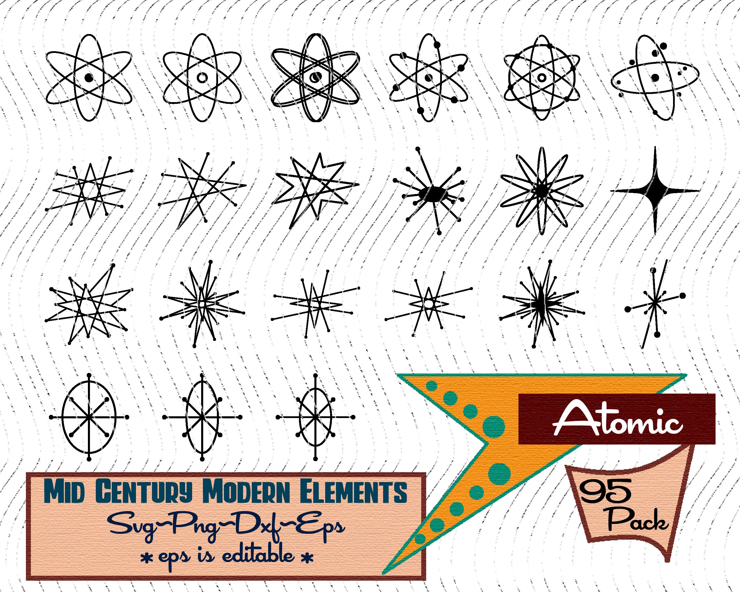 Atomic Designs Mid-century Modern 95 Design Elements Retro - Etsy