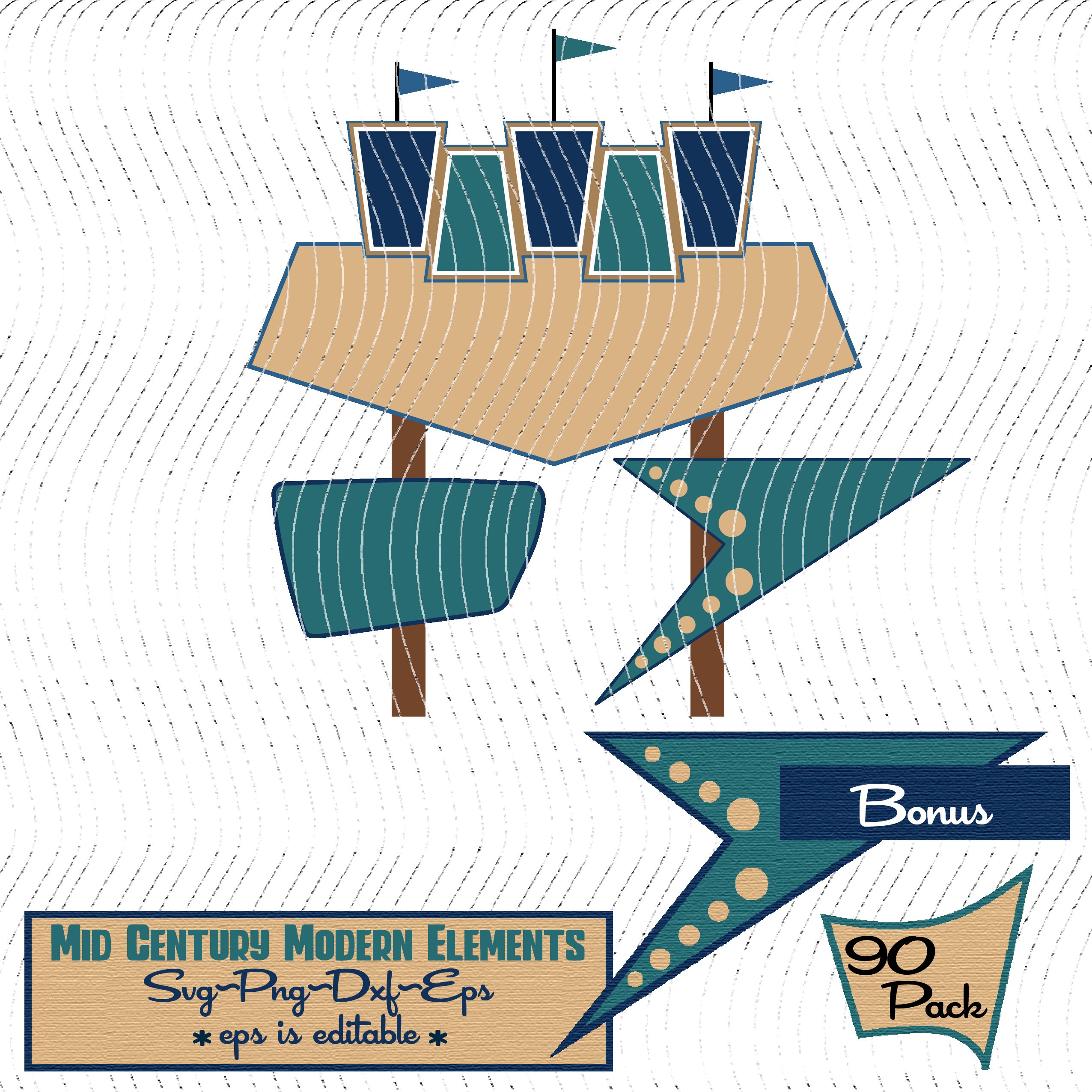 Signs Vol3 Mid-century Modern 90 Design Elements Retro - Etsy