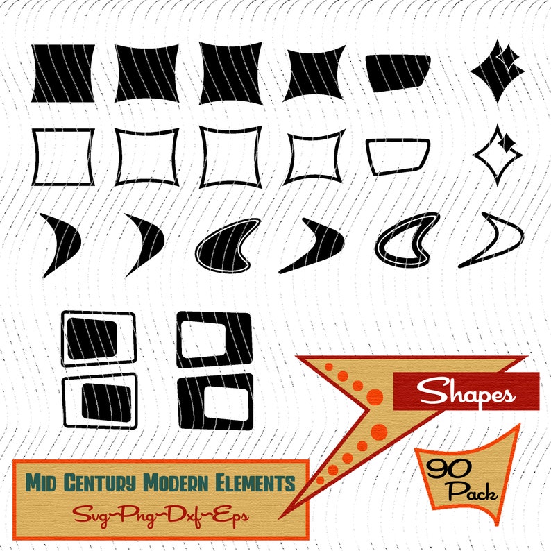 Signs and Shapes | Mid-century Modern 90 Design Elements | Retro Clip ...