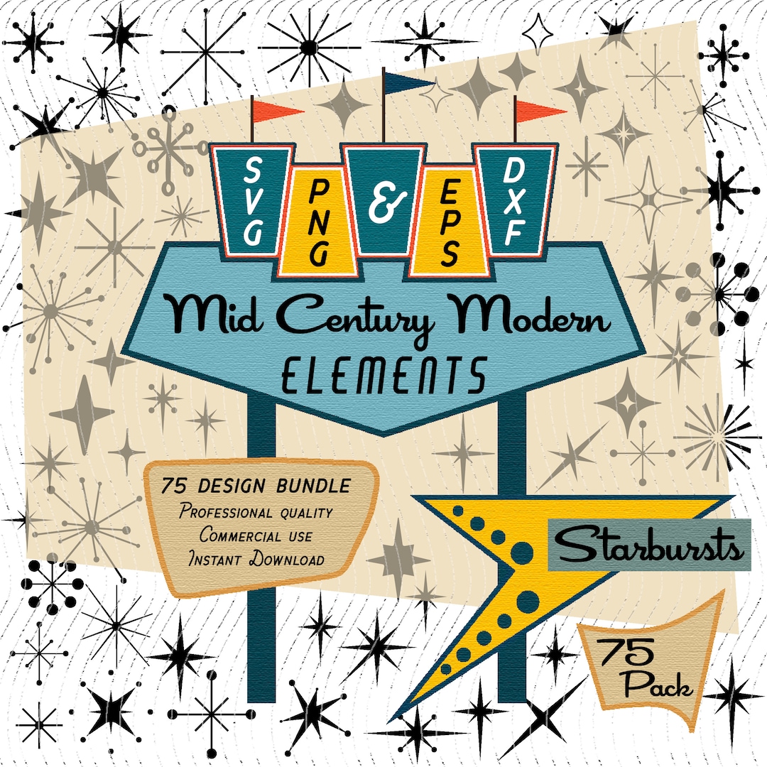 Atomic Starburst | Mid-century Modern 75 Design Elements | Retro Clip ...