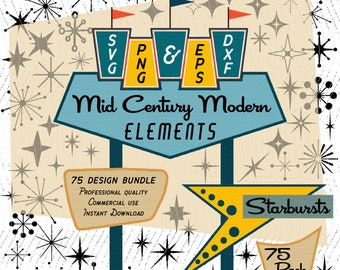 Atomic Designs Mid-century Modern 95 Design Elements Retro Clip Art SVG ...
