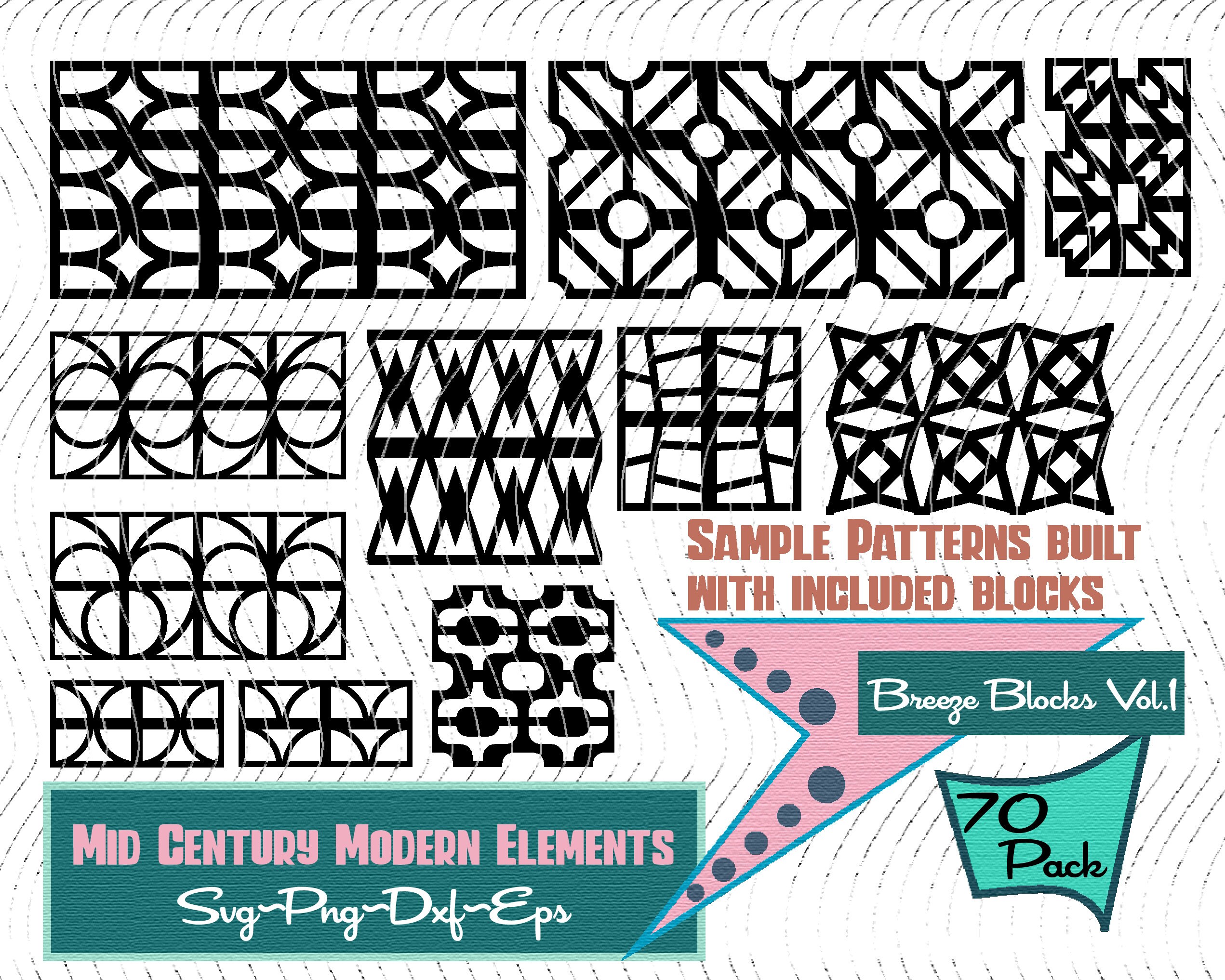 Breeze Block Vol. 1 mid-century Modern 70 Design Retro Clipart Breeze ...