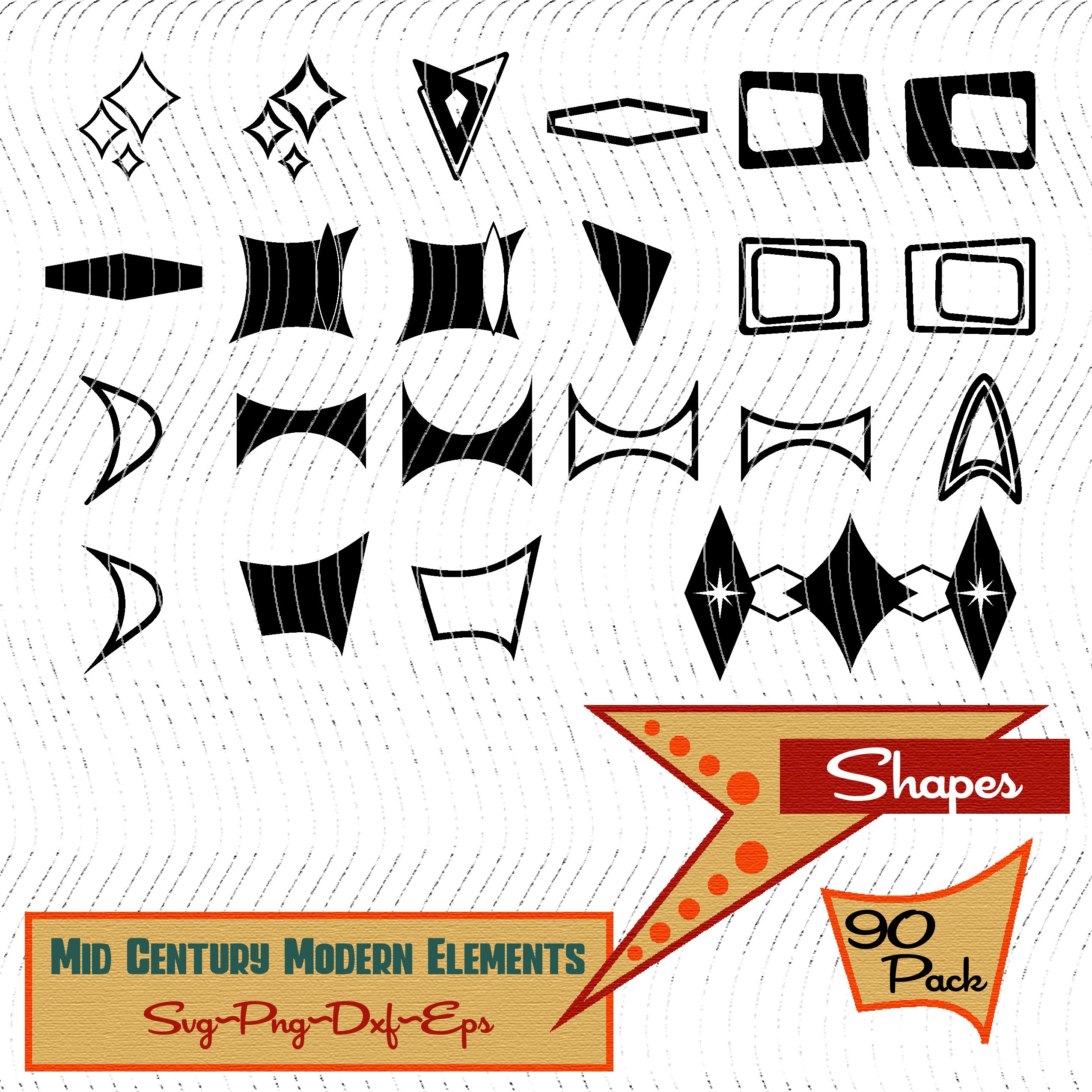 Signs and Shapes Mid-century Modern 90 Design Elements - Etsy