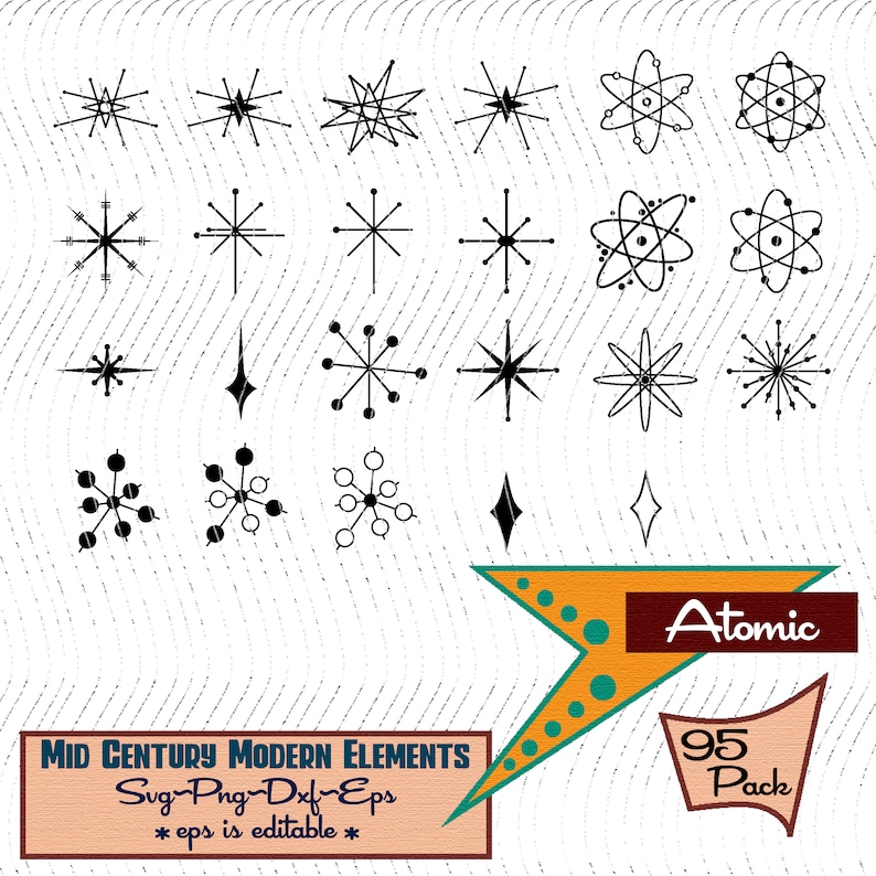 Atomic Designs Mid-century Modern 95 Design Elements Retro - Etsy