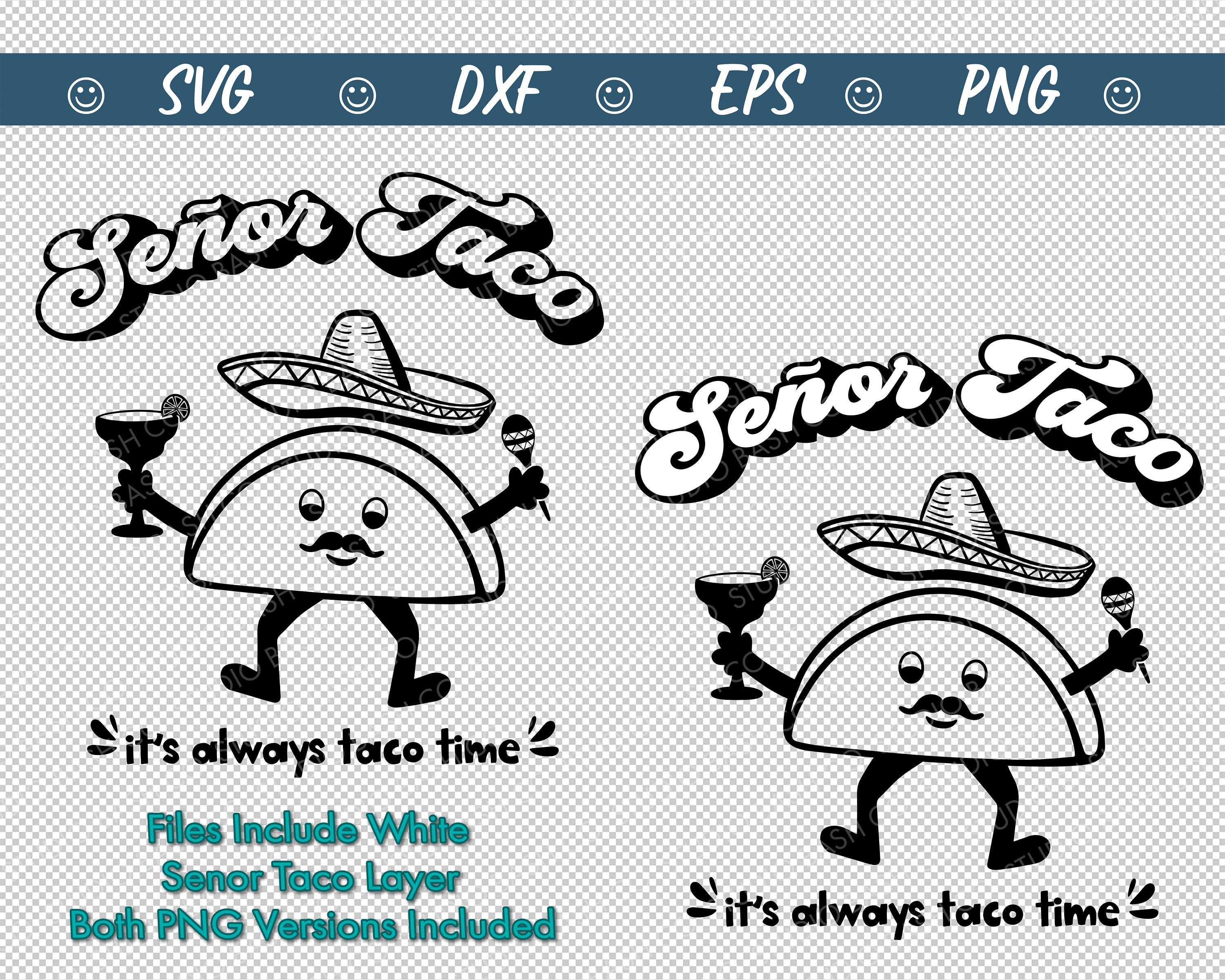 Señor Taco Svg Taco Svg Sombrero SVG Margarita Svg Maraca - Etsy Denmark