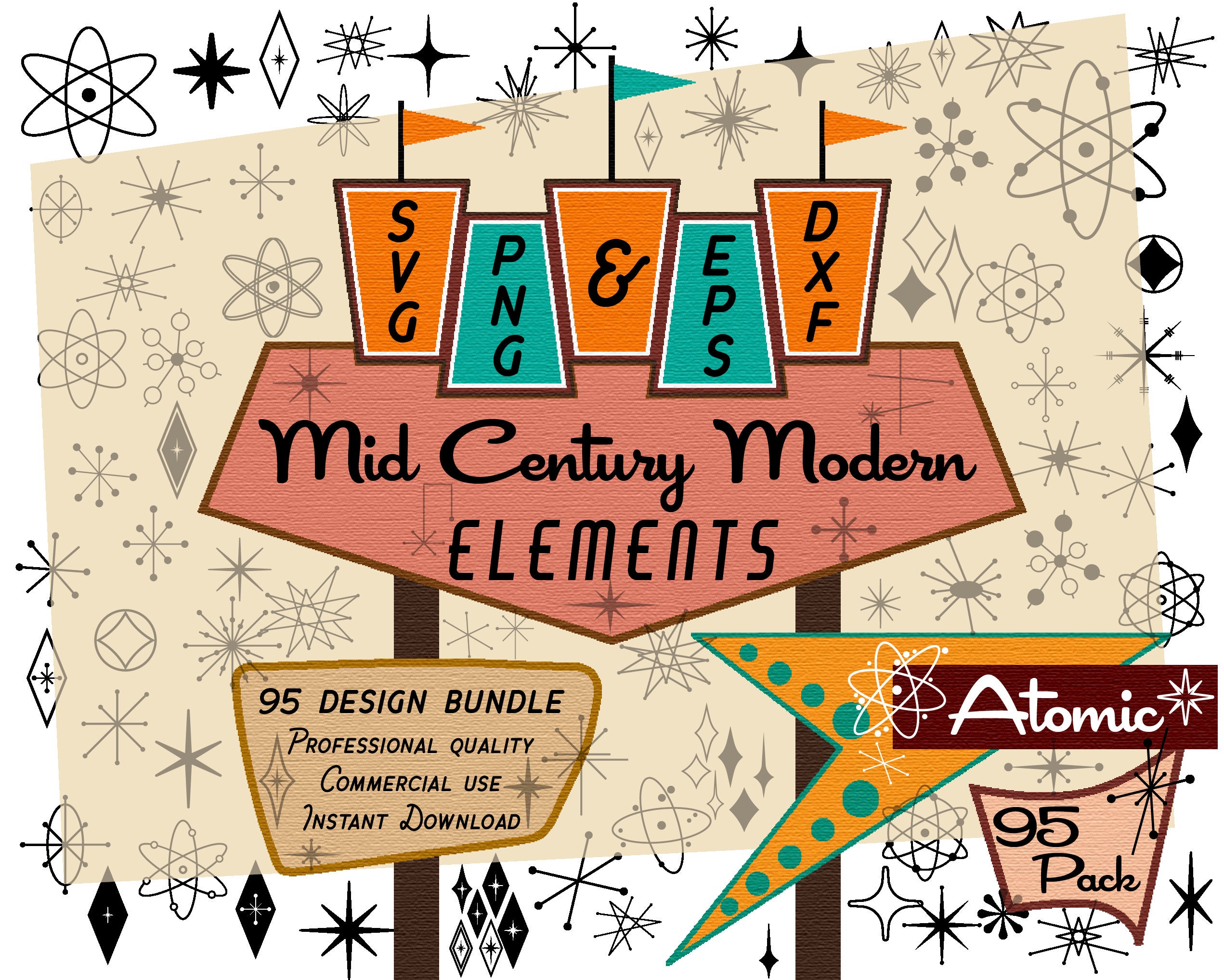 Atomic Designs Mid-century Modern 95 Design Elements Retro - Etsy
