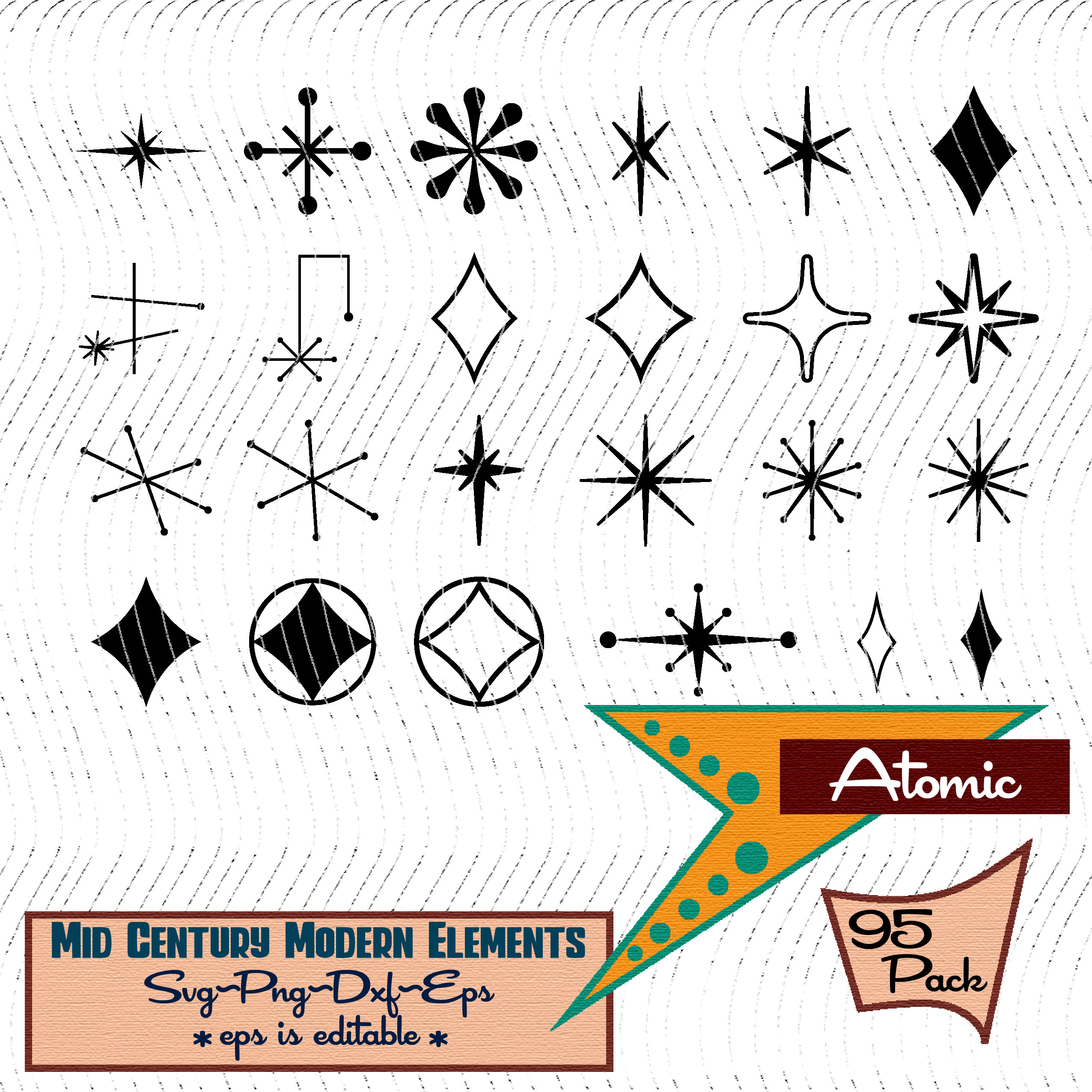 Atomic Designs Mid-century Modern 95 Design Elements Retro - Etsy