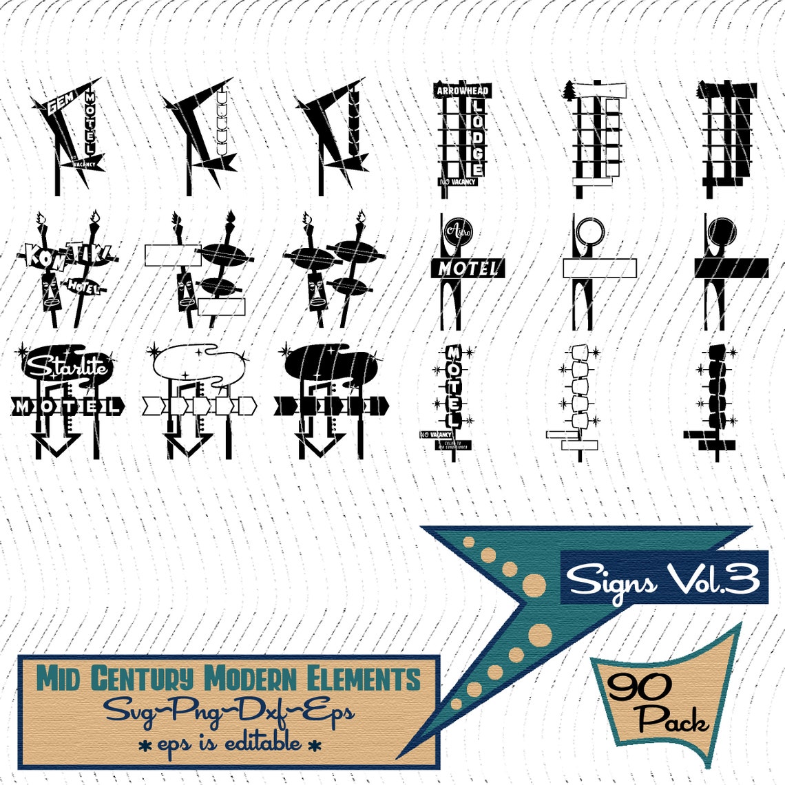 Signs Vol3 Mid-century Modern 90 Design Elements Retro - Etsy