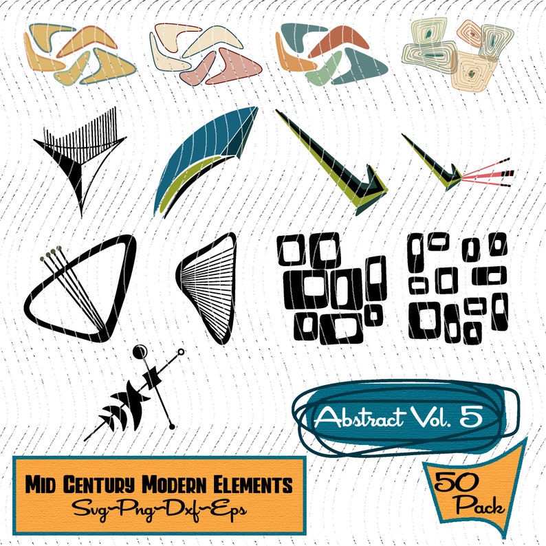 Abstract Designs Vol 5 | Mid-century Modern Elements - 50 Designs ...