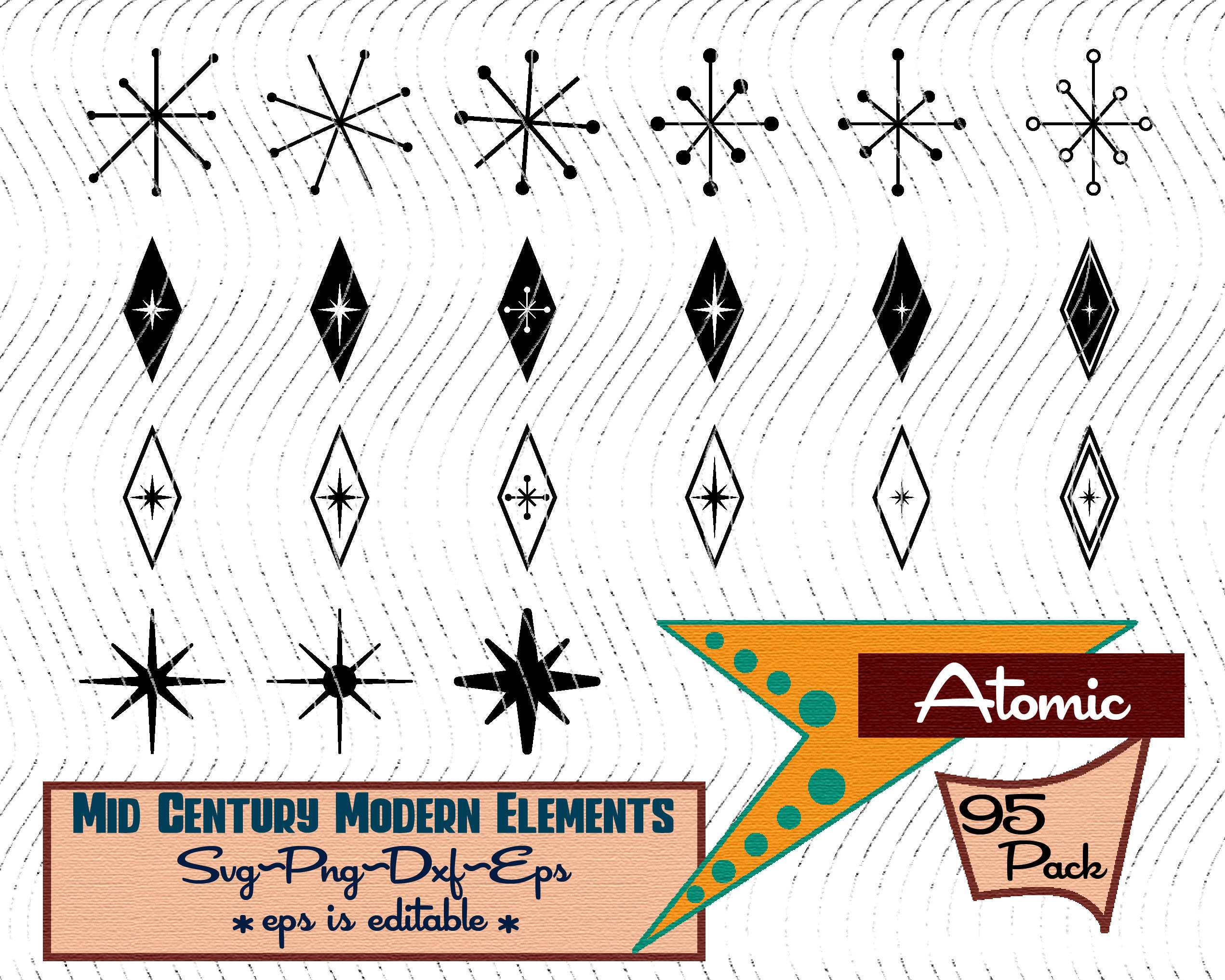 Atomic Designs Mid-century Modern 95 Design Elements Retro - Etsy