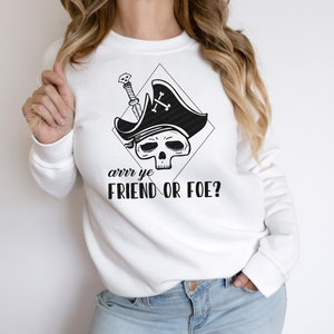 Arrr Ye Friend or Foe? SVG, Pirate Skull Svg, Cute Skull Pirate, Hand ...